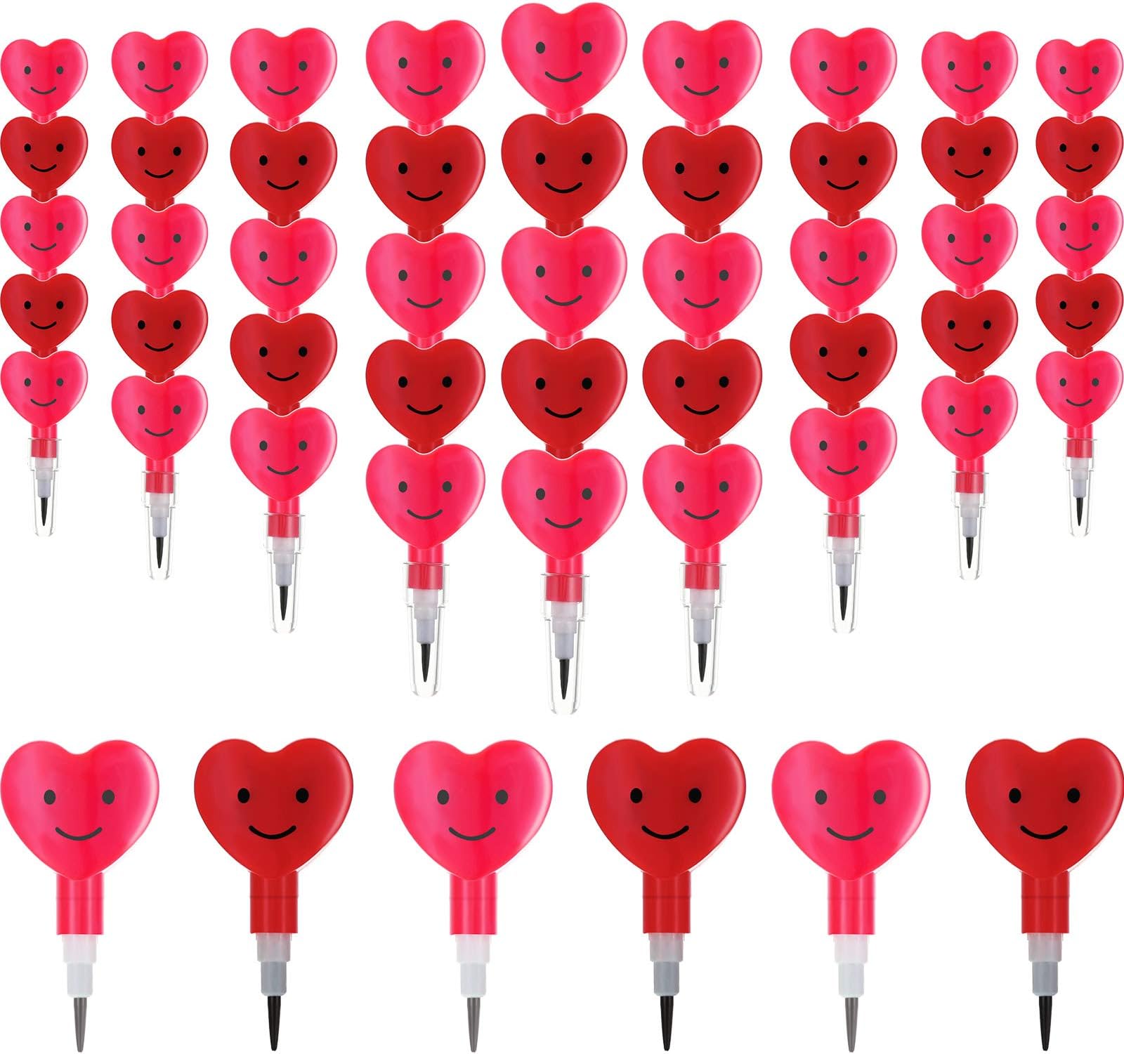 Amazon.com : Fainne 60 Pcs Valentine's Day Heart Shape Pencils Wooden ...