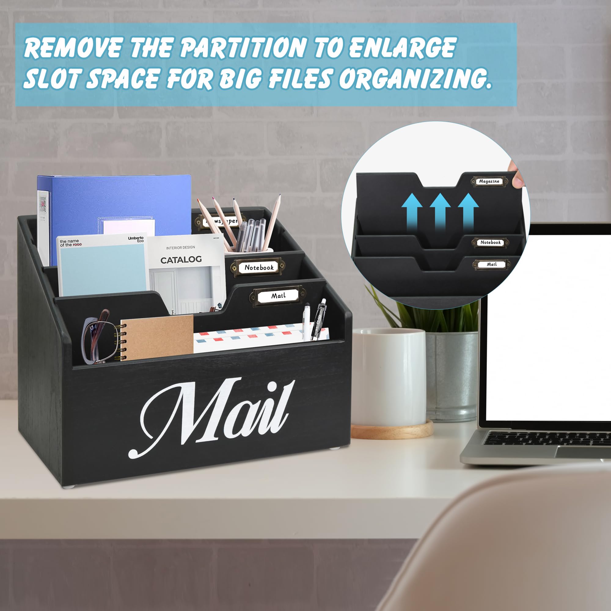 Snapklik.com : PICKKROSS Rustic Mail Organizer For Desk, Mail Holder ...