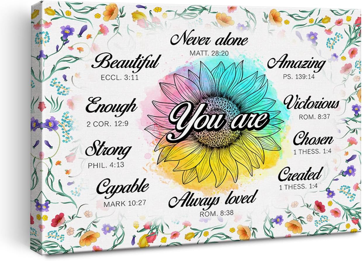 Amazon.com: Inspirational Motivational Floral You Are Poster Canvas ...