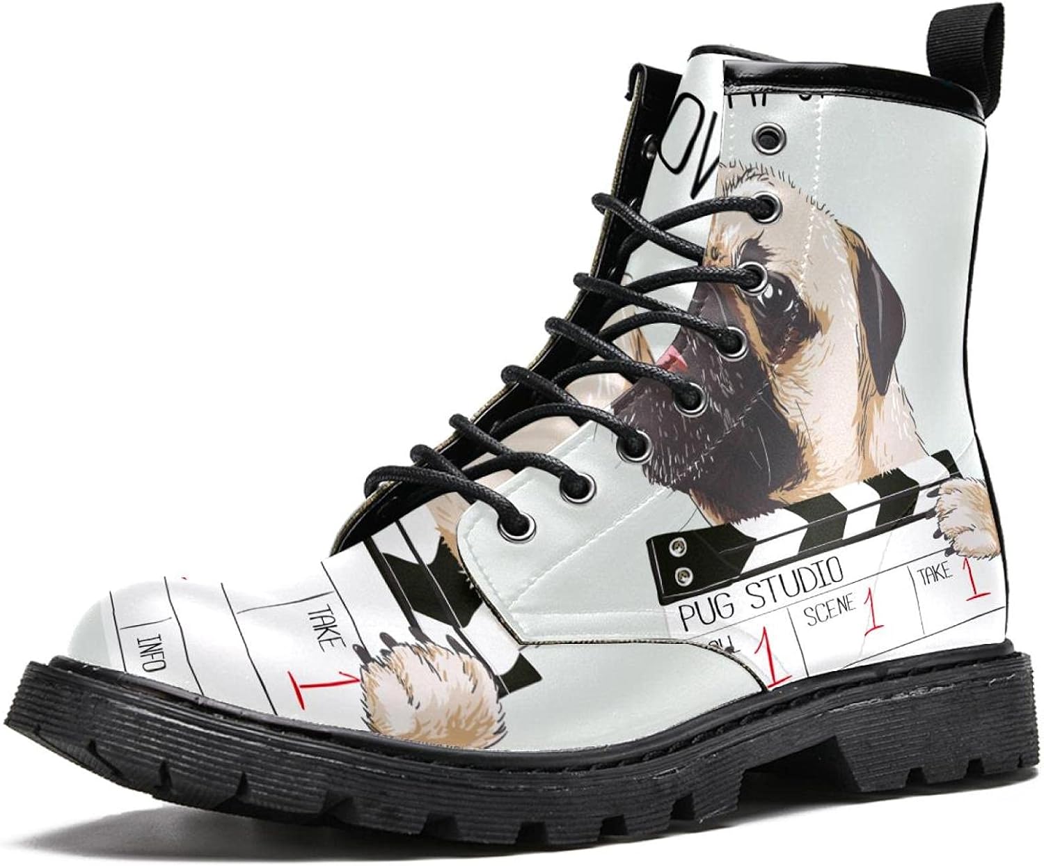 MAPOLO Boots for Women Pug Dog Clapperboard Print Women's High Top ...
