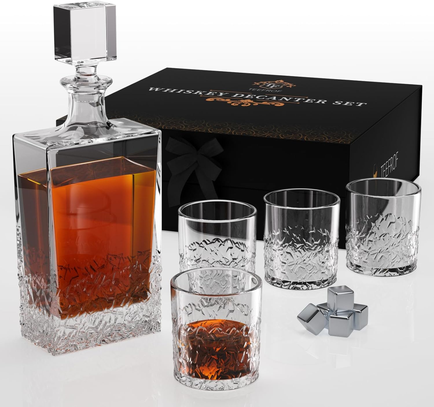 Amazon.com | Whiskey Decanter Sets for Men, Crystal Whiskey Glasses Set ...