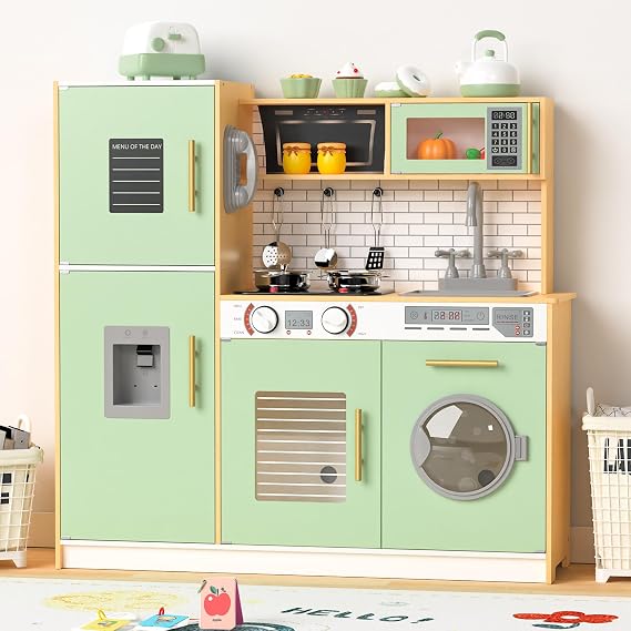 Amazon.com: Babytronic Wooden Kitchen Playset for Kids, Interactive ...