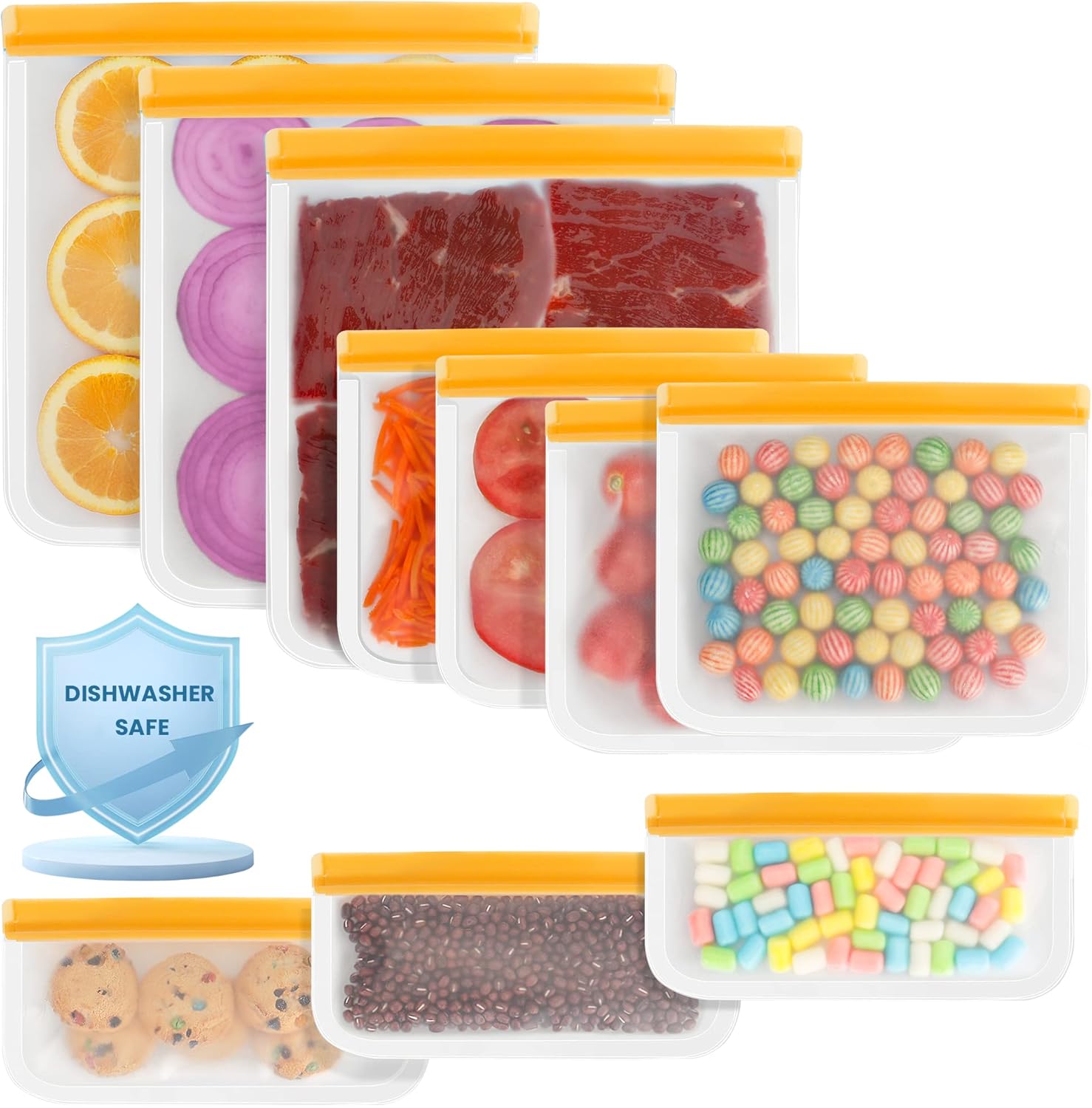 Amazon.com: Reusable Food Storage Bags,10Pack BPA Free Flat Freezer ...