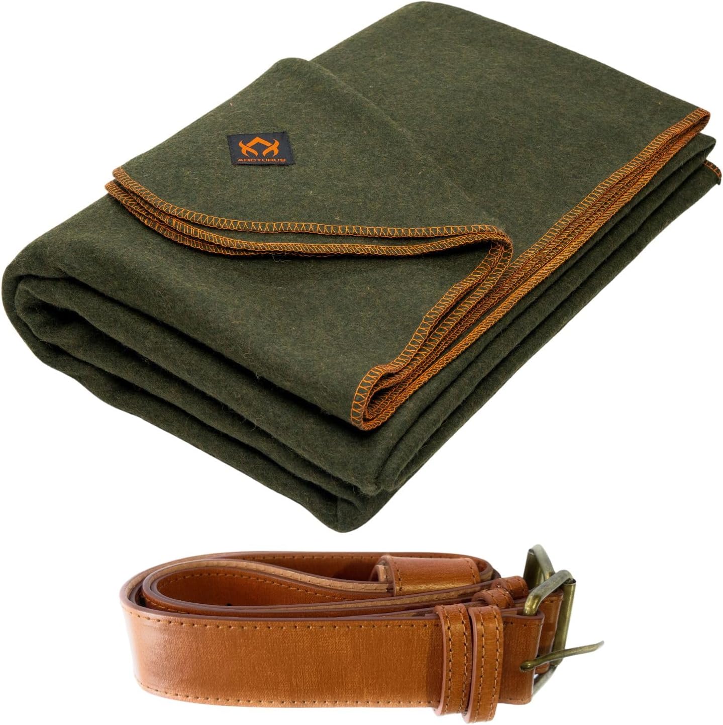 Amazon.com : Arcturus Olive Green Wool Blanket and Carry Straps Bundle ...