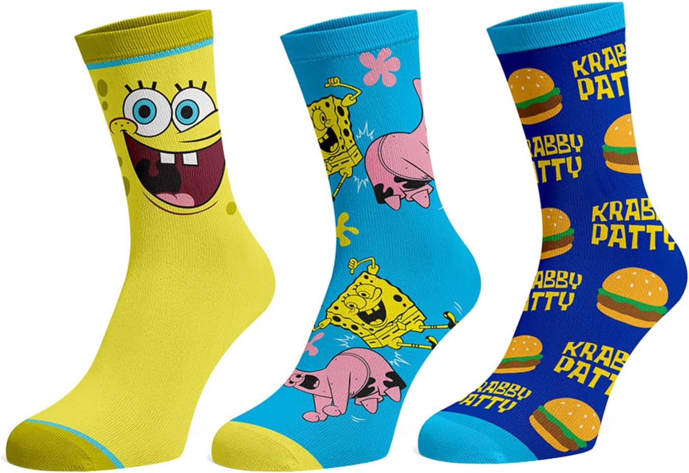 Spongebob Squarepants Patrick Krabby Patty 3 Pack Socks : Amazon.ca ...