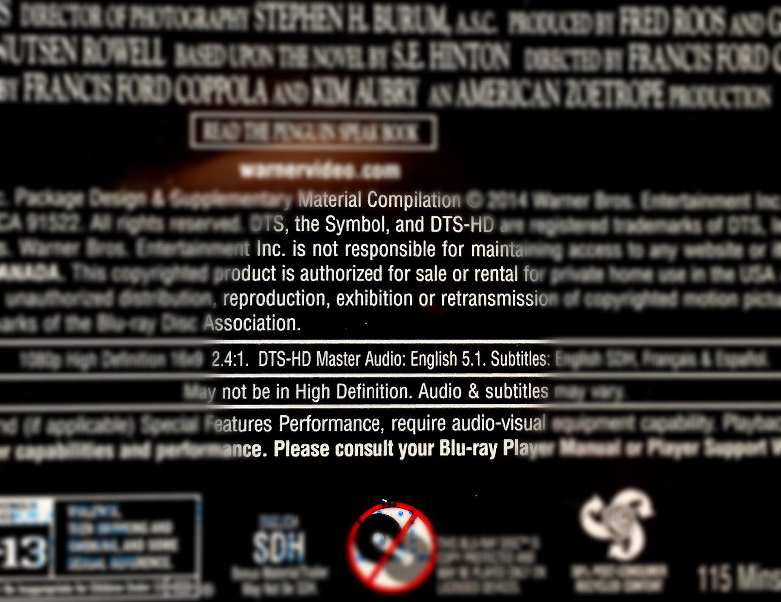 Amazon.com: The Outsiders: The Complete Novel [Blu-ray] : Gray ...