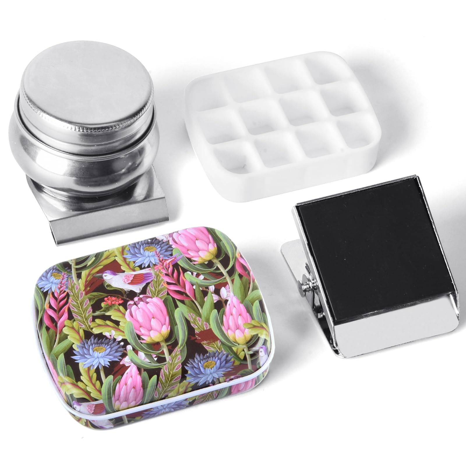 Portable Mini Tin Box,12-Well Empty Watercolor Palette,Small Paint ...