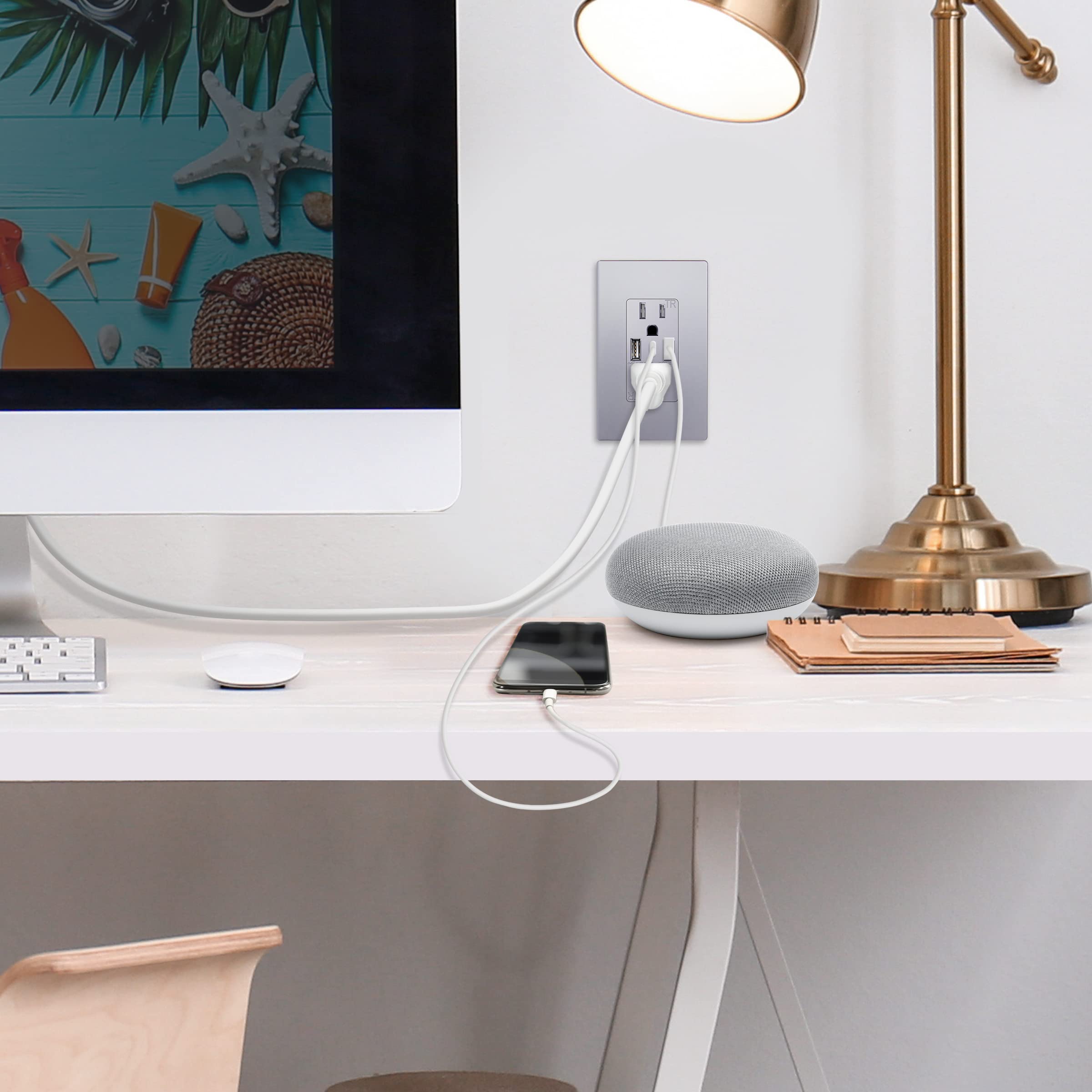 Snapklik.com : TOPGREENER USB Outlet, 3-Port Type C USB Wall Outlet, 15 ...