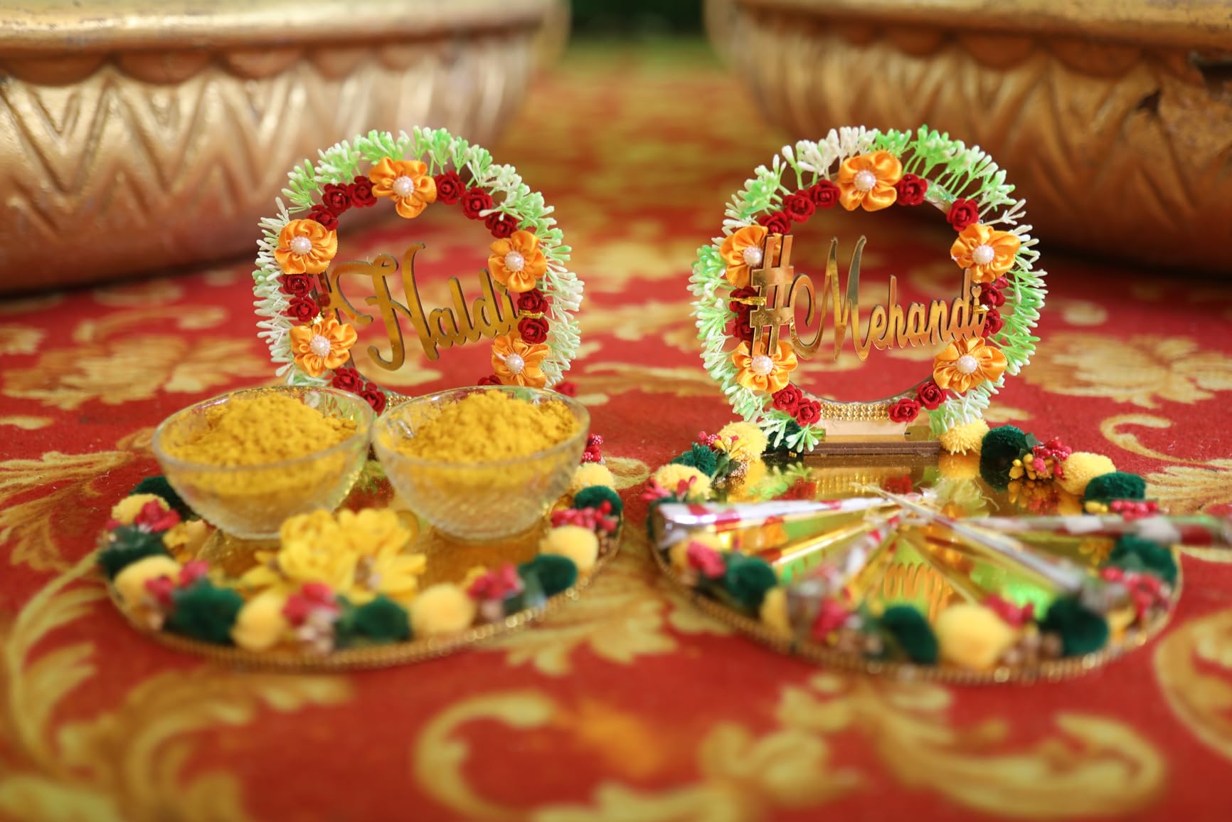 Buy Unique Palette Wood Beautiful Haldi & Mehndi Plate/Haldi Mehendi ...