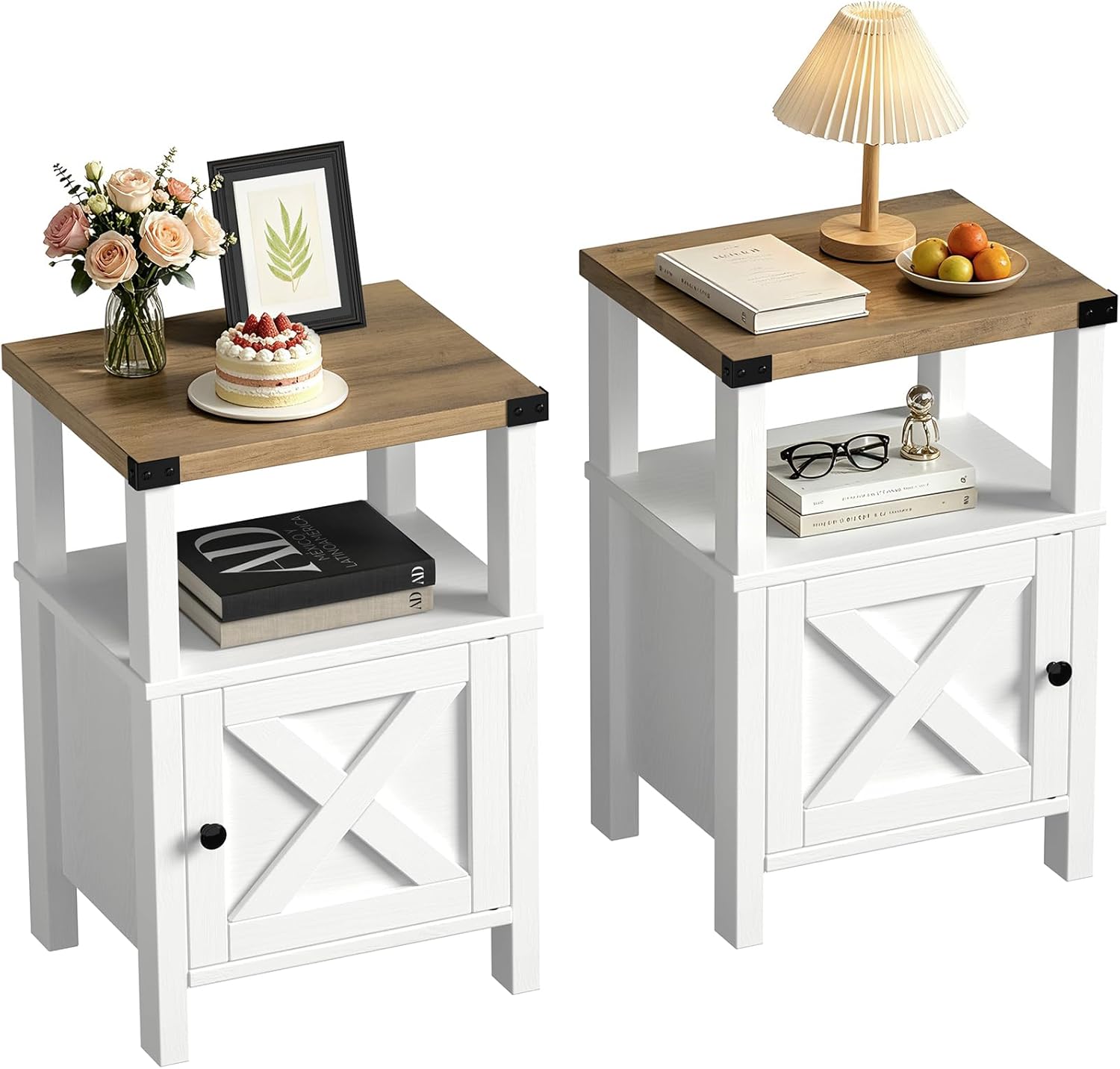 Amazon.com: HXBOAUVS Set of 2 Farmhouse Nightstands, Sofa Side End ...