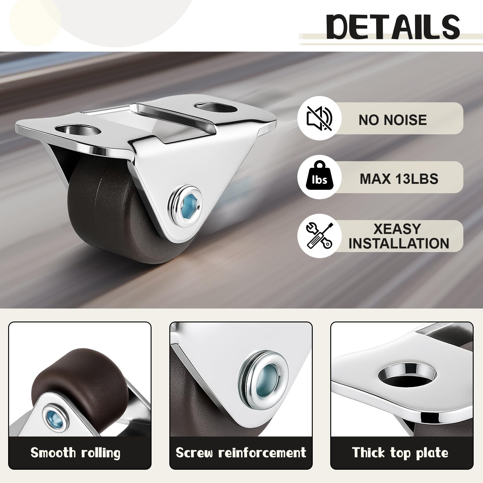 Snapklik.com : Maitys 12 Pcs 0.5" Small Casters Wheels Mini Rigid Non ...