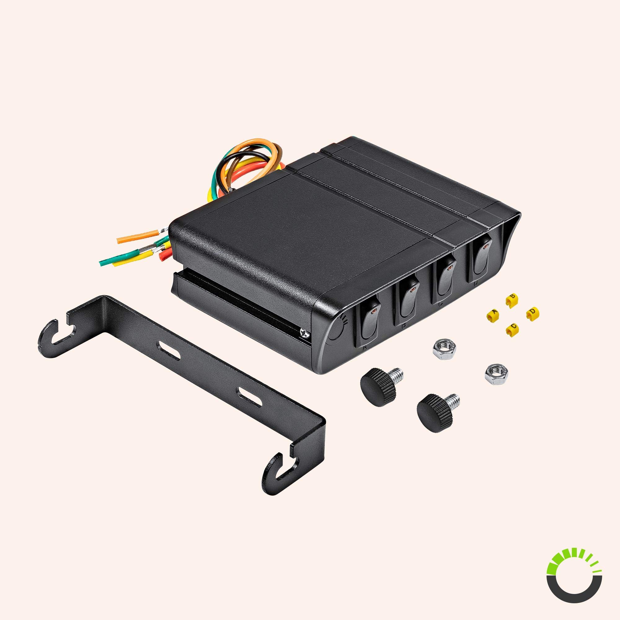 4-Gang 12V Rocker Switch Box [20 Amp Max.] [12 AWG Wires][12 Volt DC ...