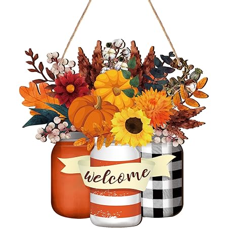 Amazon.com: BBTO Fall Welcome Door Sign fall door decor Wooden ...