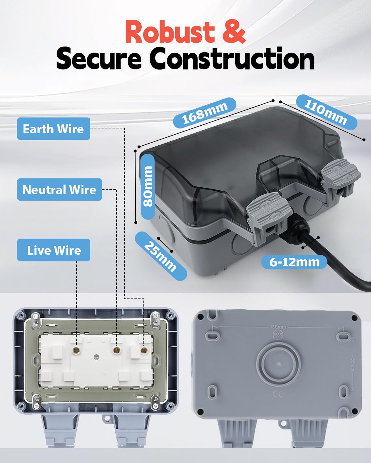 Outdoor Socket Waterproof, Outdoor Plug Sockets Waterproof, IP66 ...