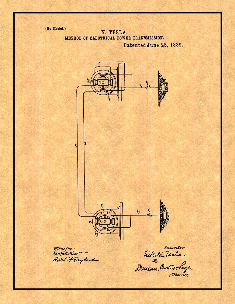 Amazon.com - Tesla Method Of Electrical Power Trans Patent Print with ...
