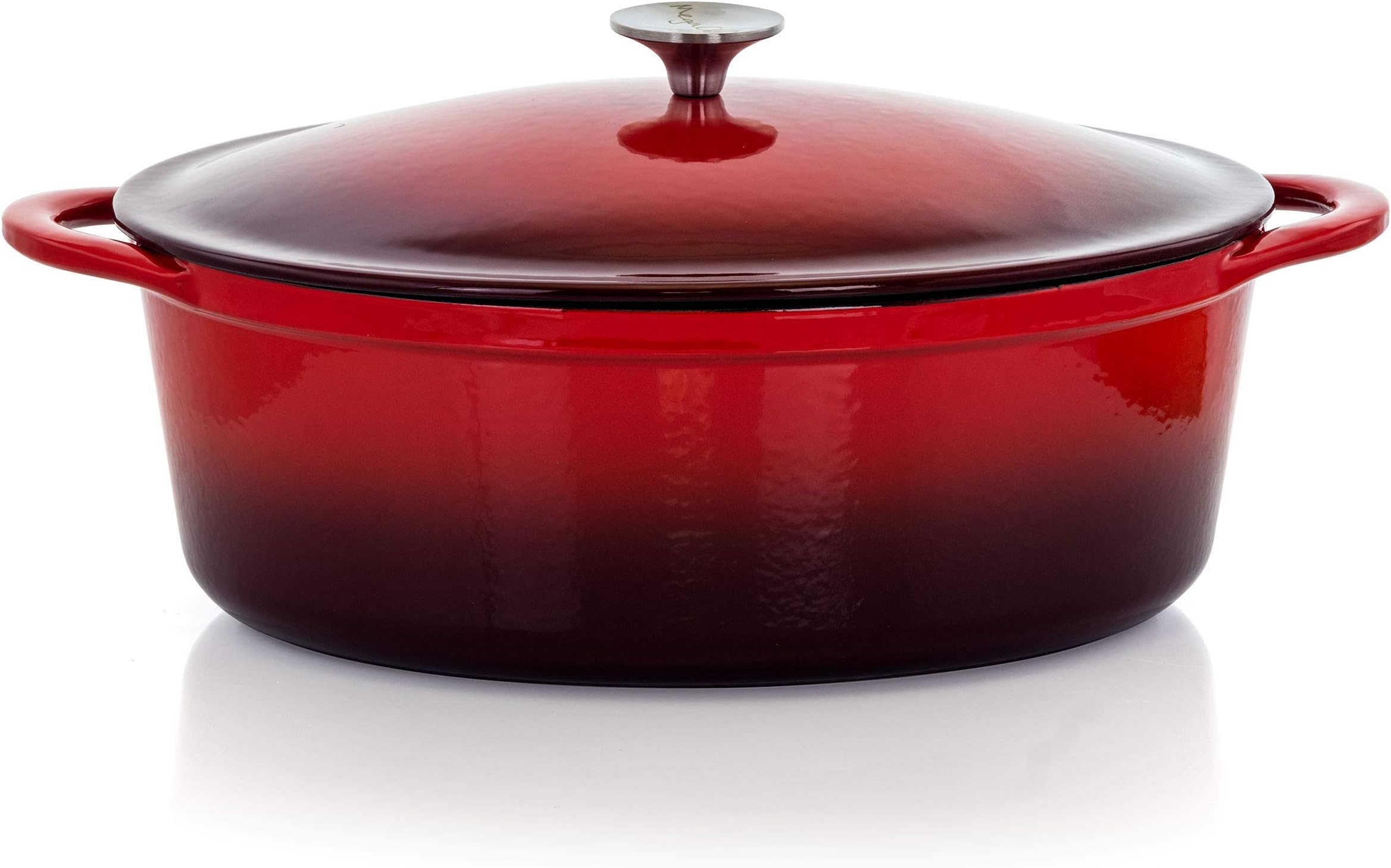 Amazon.com: MegaChef Oval Enamel Cast Iron Casserole, 7 Quart, Red ...