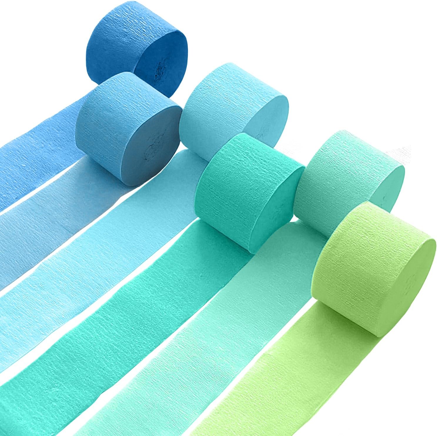 6 Crepe Paper Streamers Rolls, 492ft 6 Colors Blue and Green Streamers ...