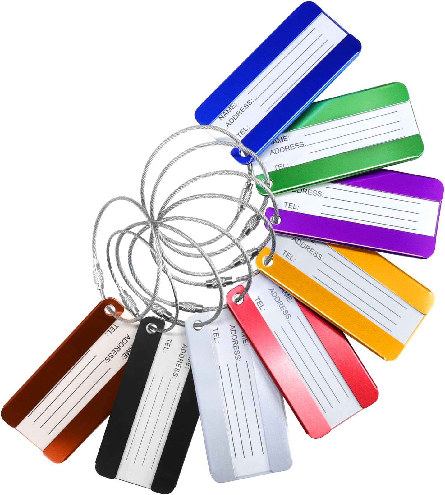 Amazon.com: AOUTACC 8 Pack Aluminium Metal Travel Luggage Tags Suitcase ...