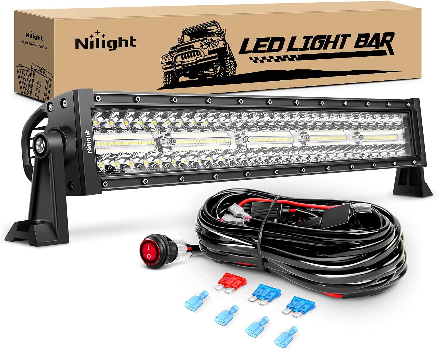 Amazon.com: Nilight - 70015C-A LED Light Bar 22Inch 120W Curved Spot ...