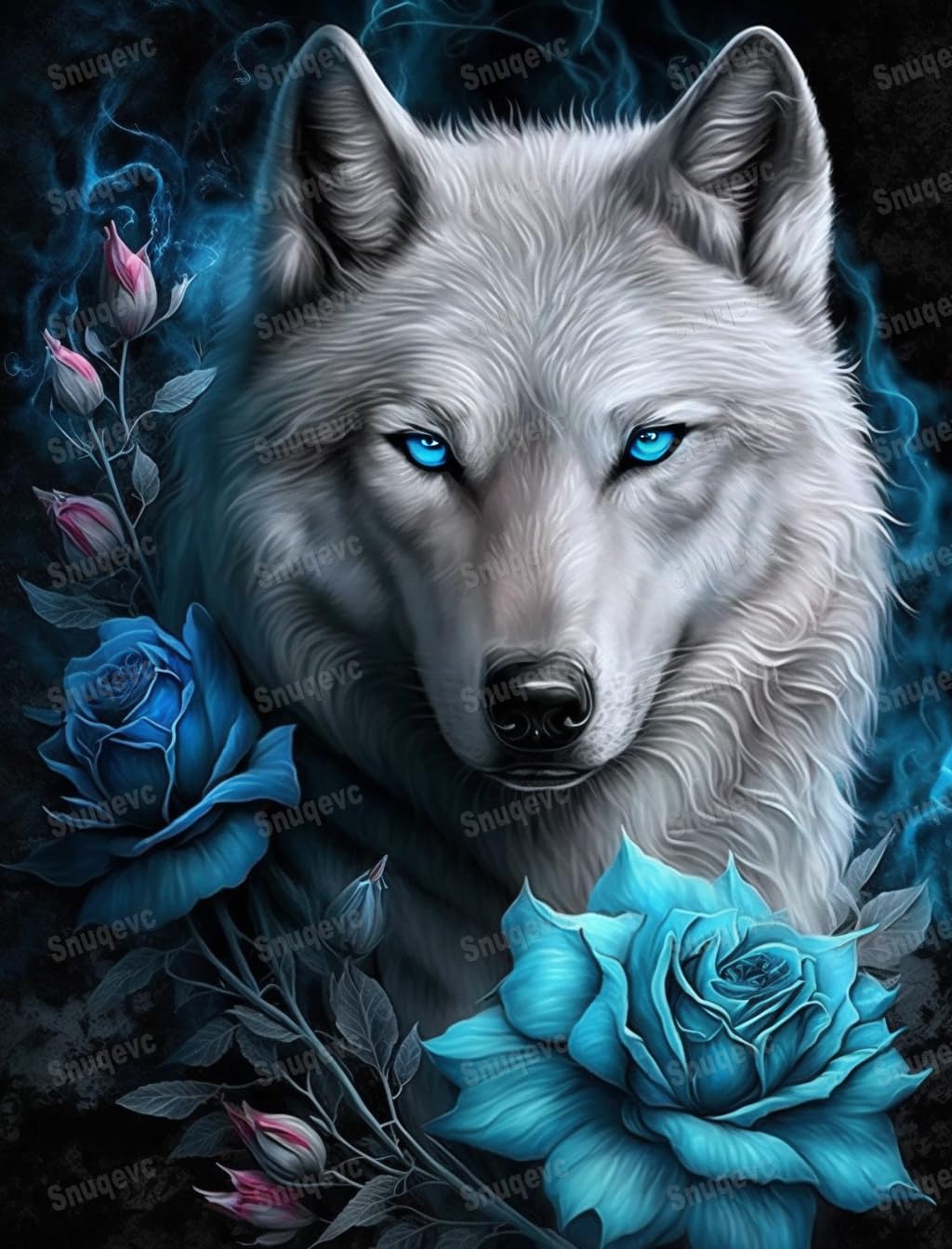 Amazon.com: Framable 1000 Piece Classic Jigsaw Puzzle - Blue Rose Wolf ...