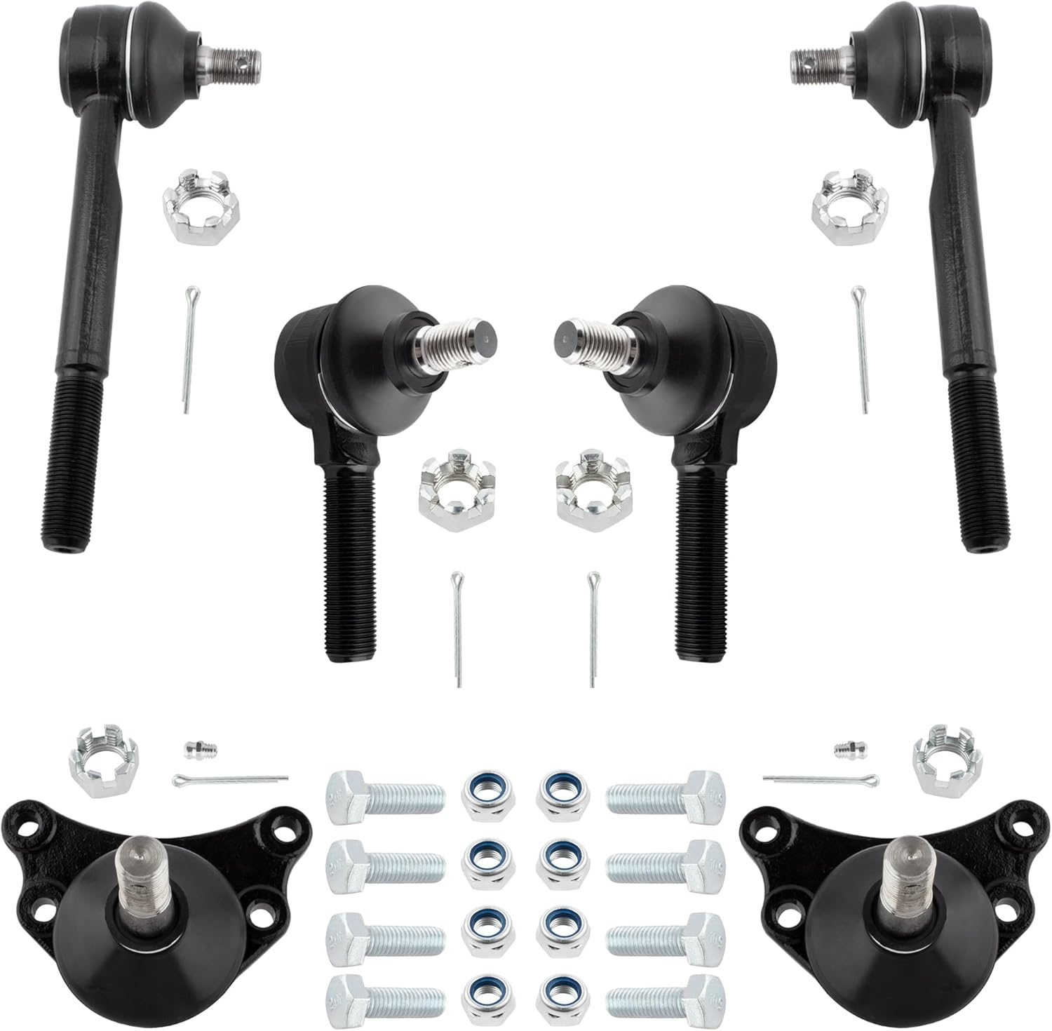 Amazon.com: BOXI (Set of 6) Front Inner & Outer Tie Rod Ends + Upper ...