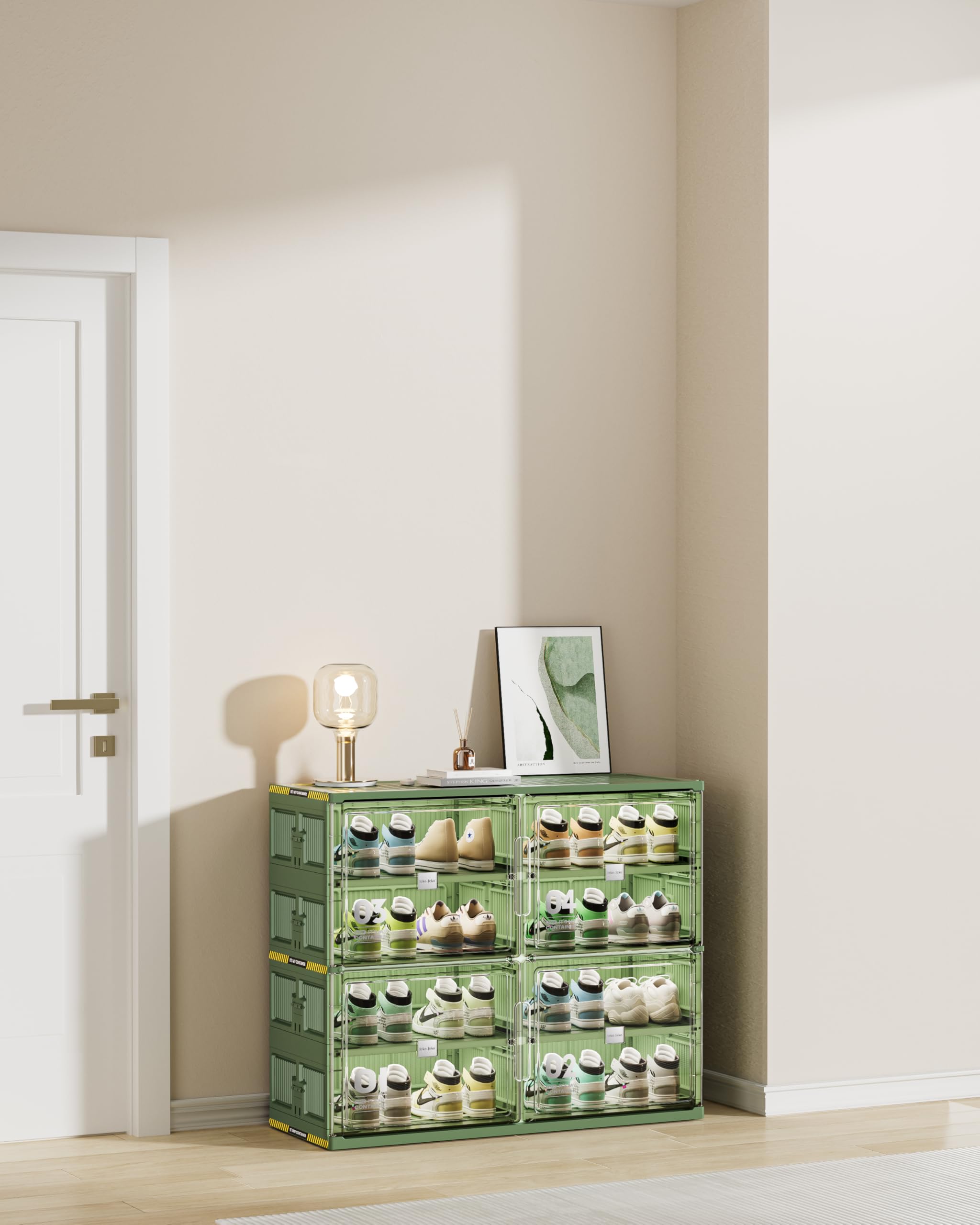 Amazon.com: 16 Pairs Portable Shoe Storage Cabinent of 3-Step Fast ...