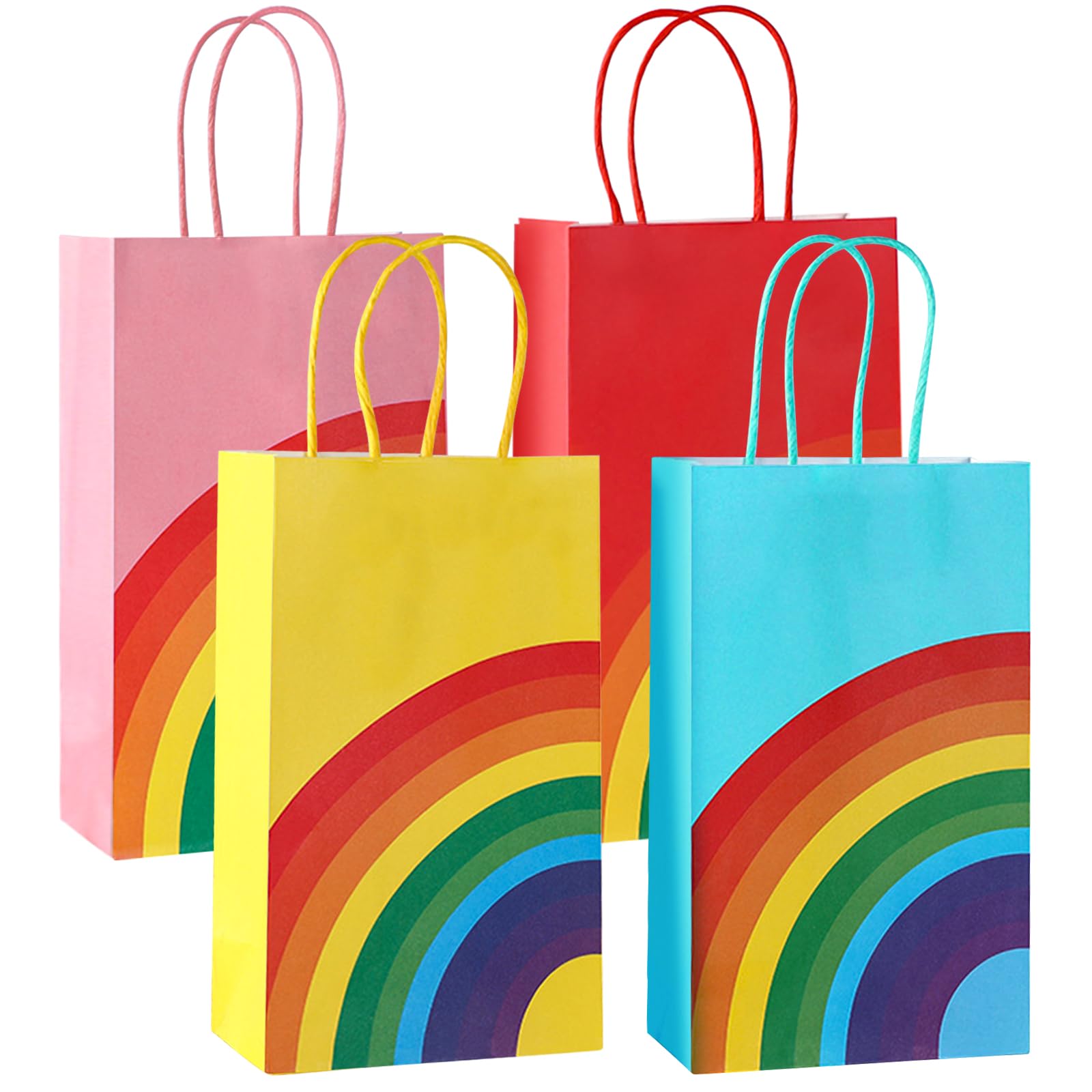 Eitolo 12 PCS Paper Party Bags for Kids Party, Rainbow Paper Bags with ...