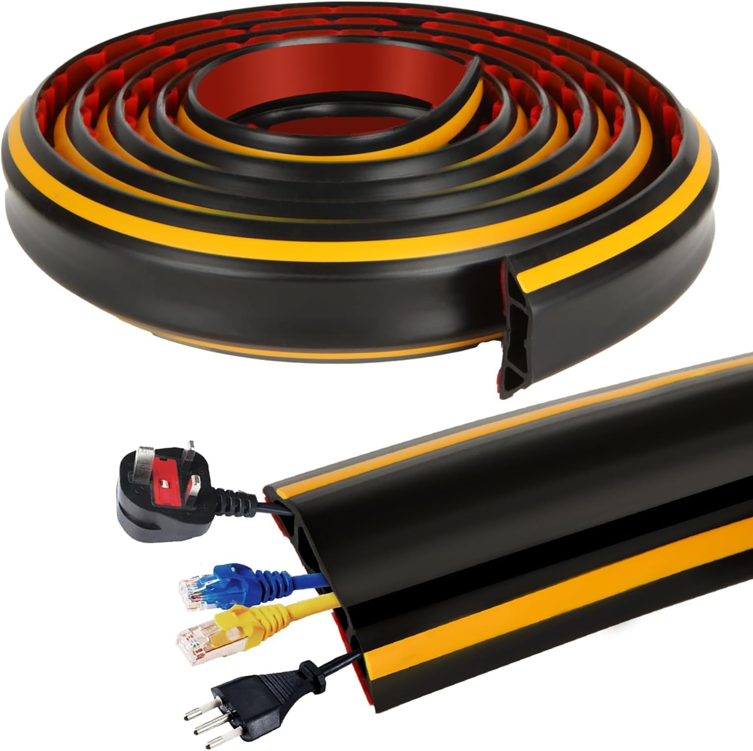 VIDETOL 3M Floor Cable Cover Protector, 3 Cord Rubber Floor Cable Cover ...
