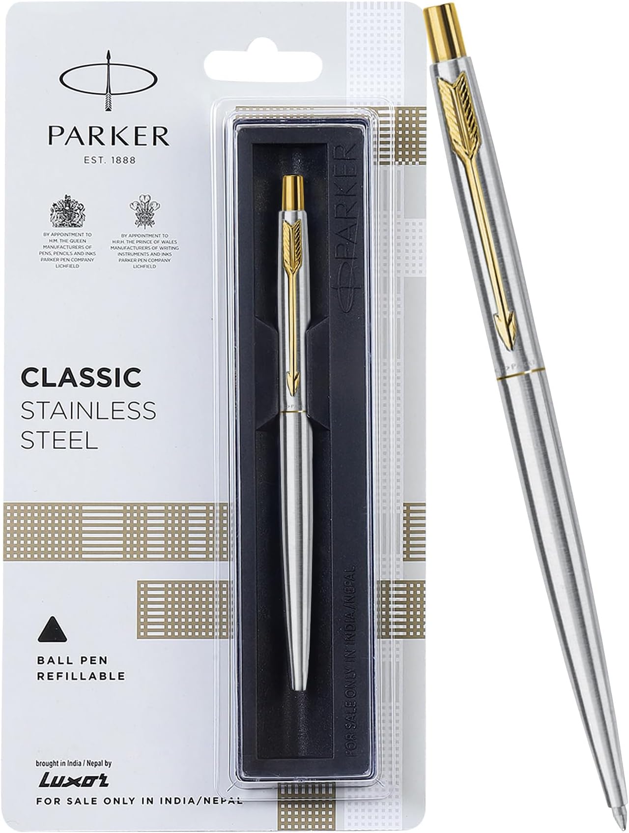 Parker Latitude Matte Black Chrome Trim Ball Pen| Ink Color - Blue ...