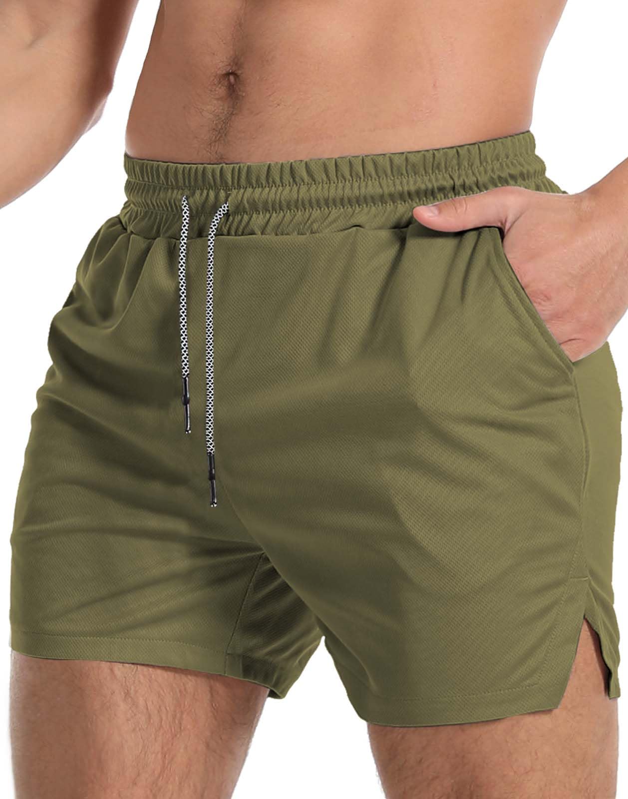 Aolesy Men's Gym Workout Shorts 5" Lightweight Bodybuilding Athletic ...