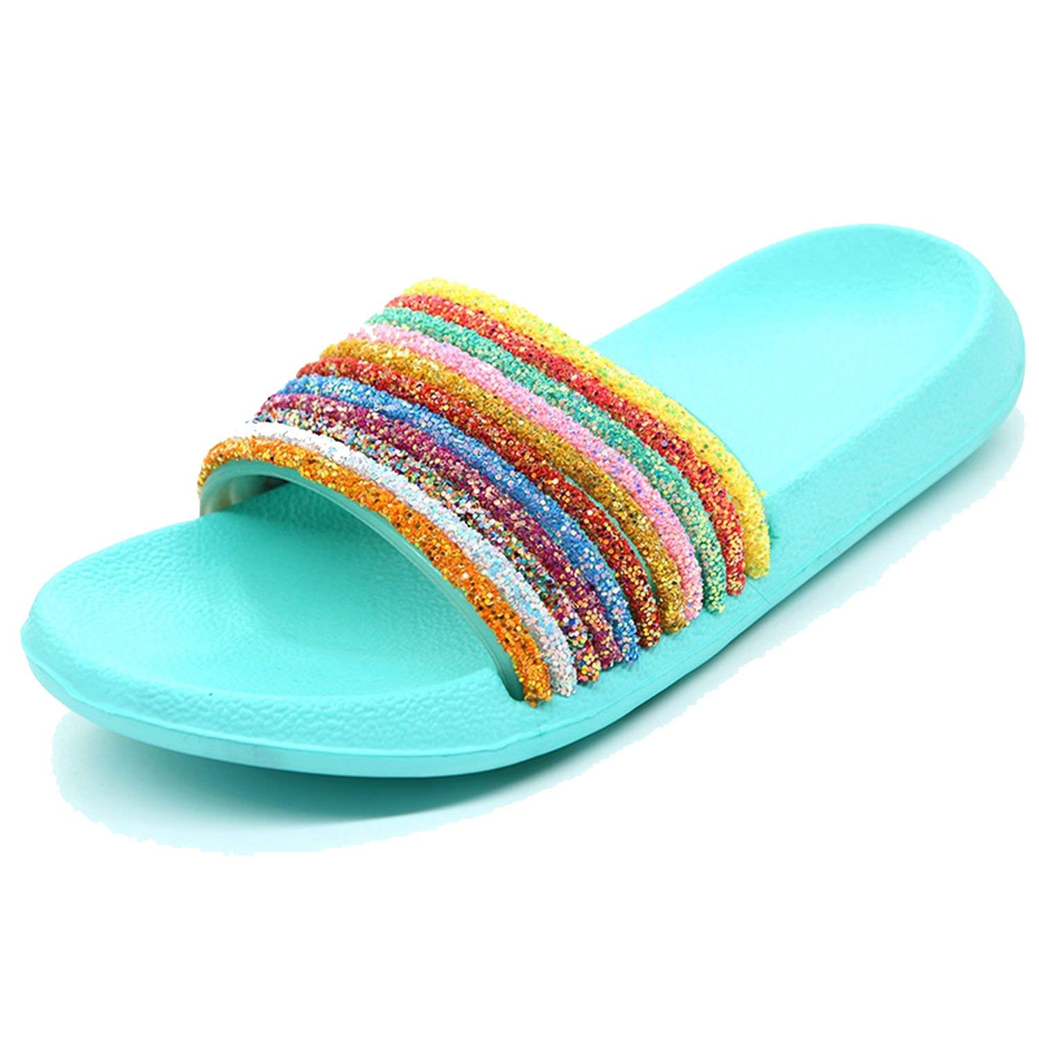Buy Summer Meet Women Rainbow Slippers Mixed Color Flip Flops Flat ...