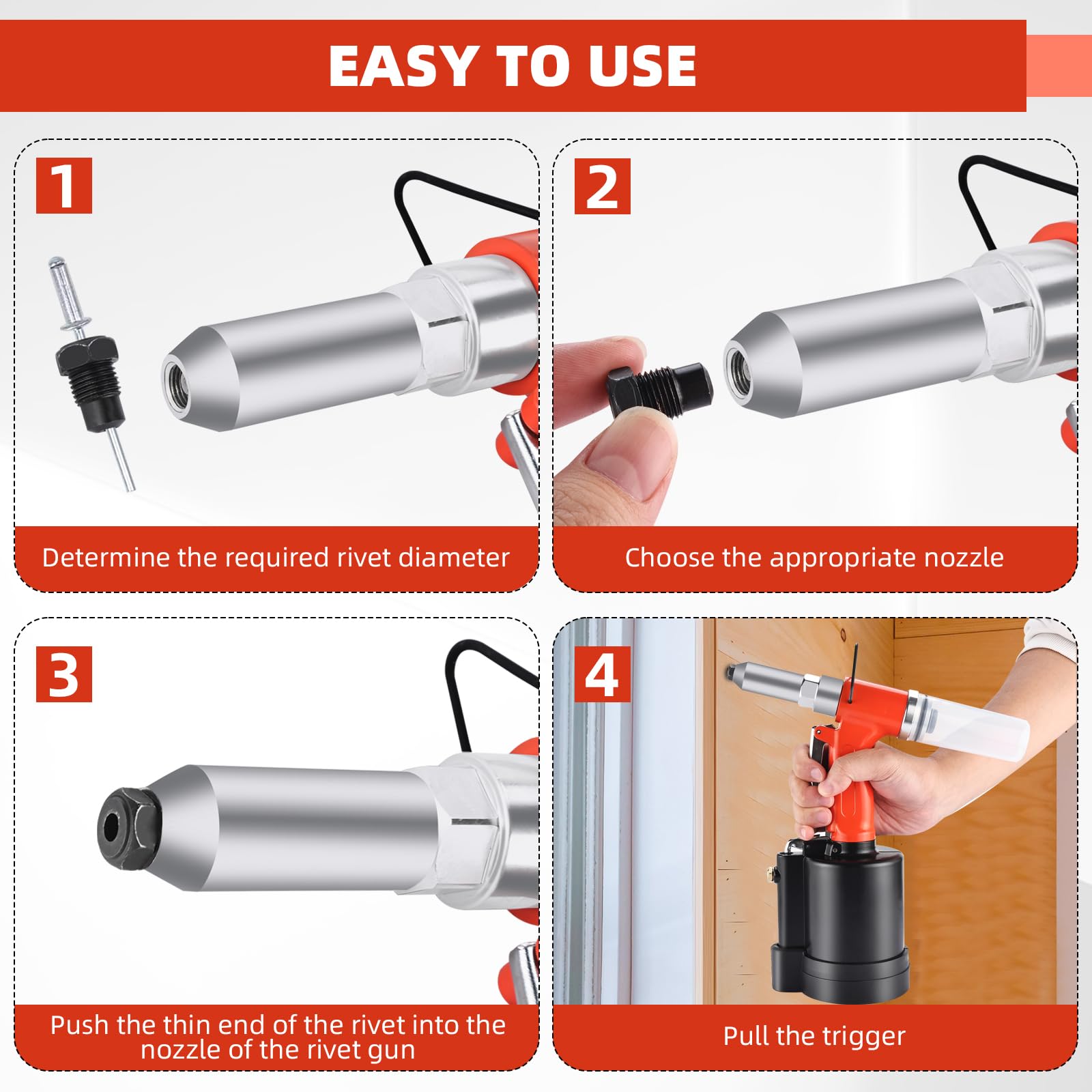 Snapklik.com : Pneumatic Rivet Gun 1/4" Hydraulic Air Rivet Tool Heavy ...
