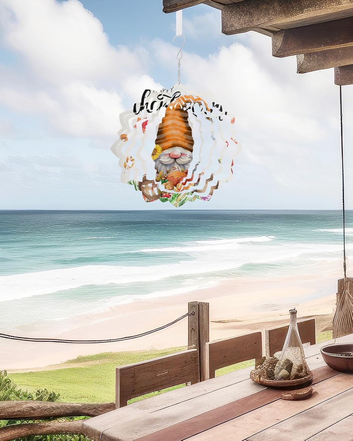 Amazon.com: Fall Turkey Gnomes Wind Spinner 3D Stainless Steel, 8 in ...