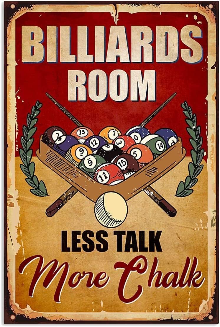 Amazon.com: JIUFOTK Billiard Room Retro Metal Tin Signs Less Talk More ...