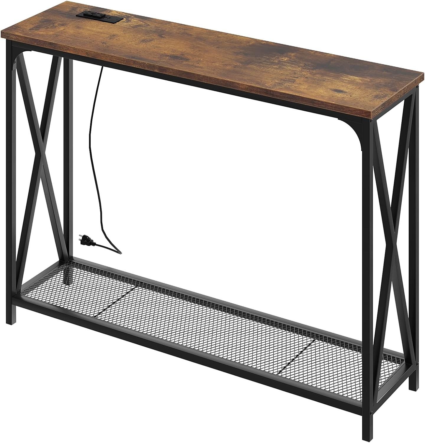 Amazon.com: Narrow Console Table with Power Outlet, 43 Inch 2-Tier Sofa ...