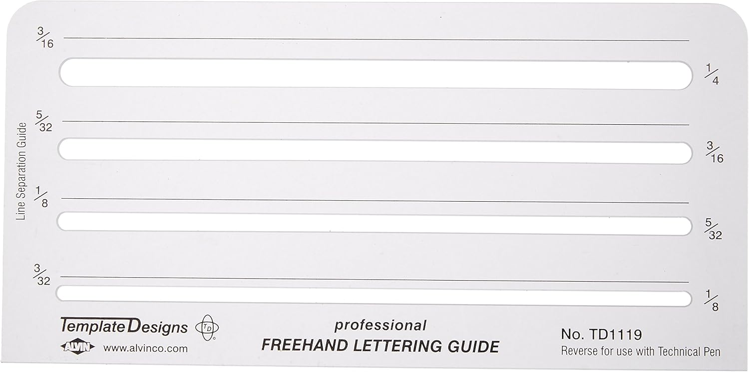 Amazon.com : ALVIN TD1119, Lettering Aid Template with 4 Size Options ...