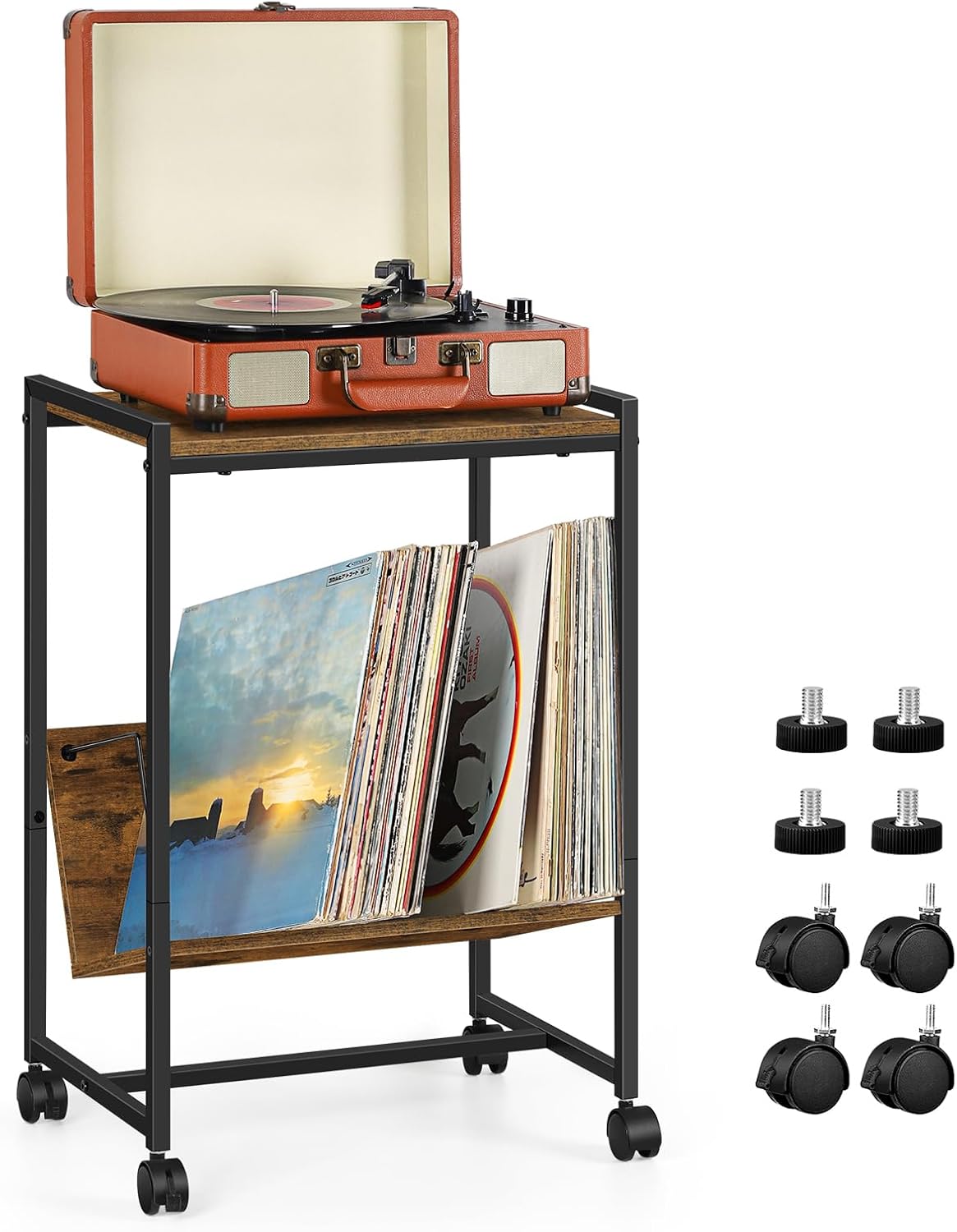 Amazon.com: Record Player Table, 2 Tier Record Player Stand with 3 ...