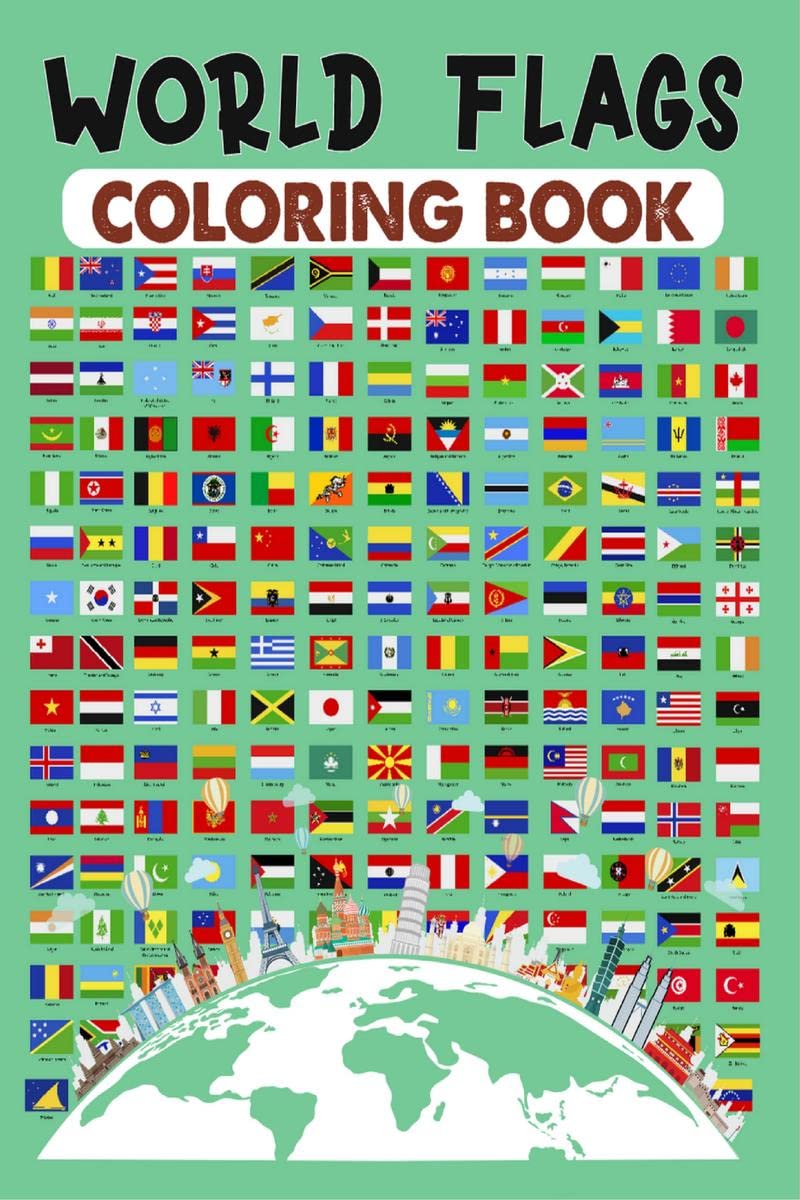 Buy Word Flags Coloring Book : Discover all Geography Country flags on ...