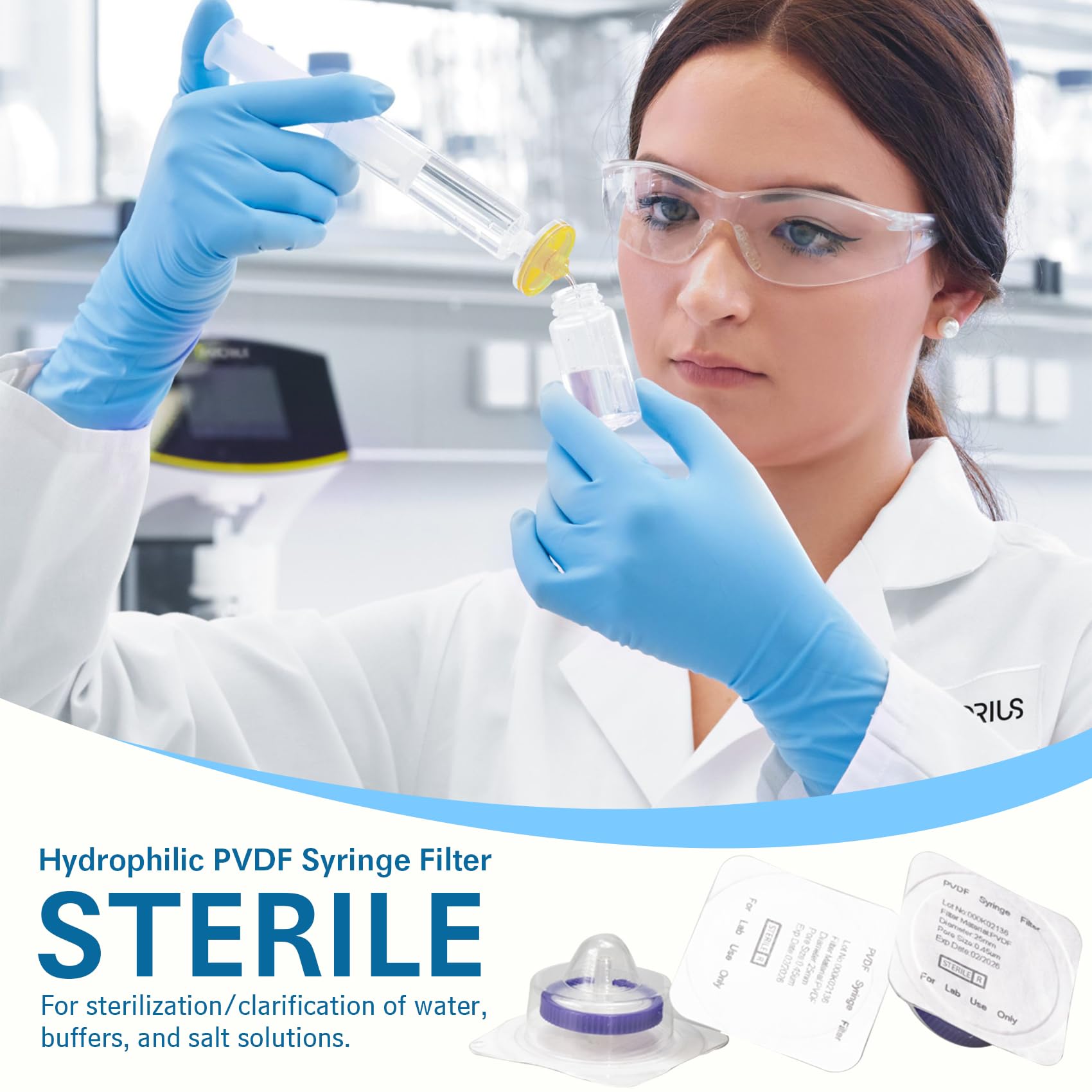 Snapklik.com : Sterilized Syringe Filter PVDF 20 Pack, 0.45 Um Pore ...
