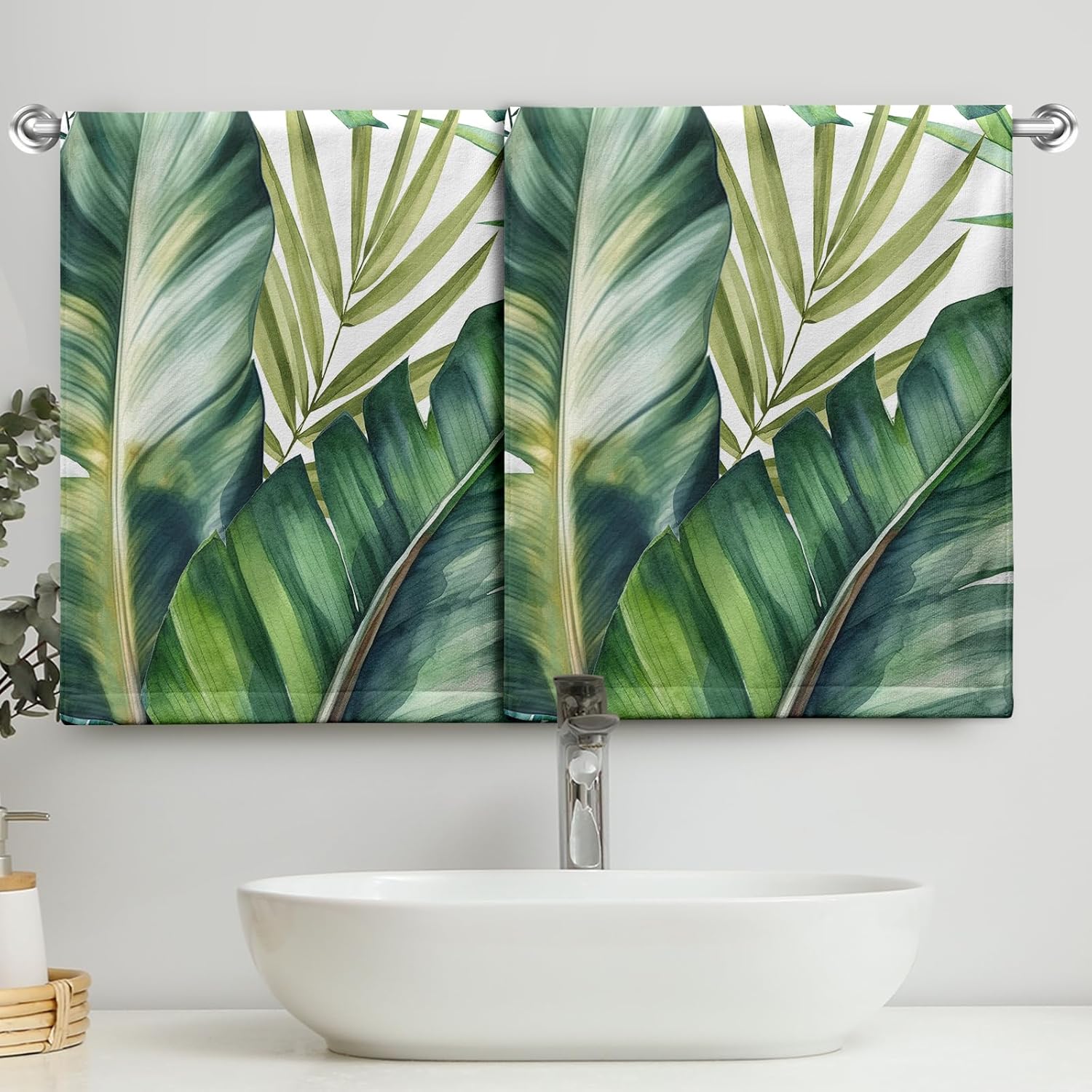 Amazon.com: Tropical Banana Leaf Hand Towels Spring Palm Leaves Kitchen ...