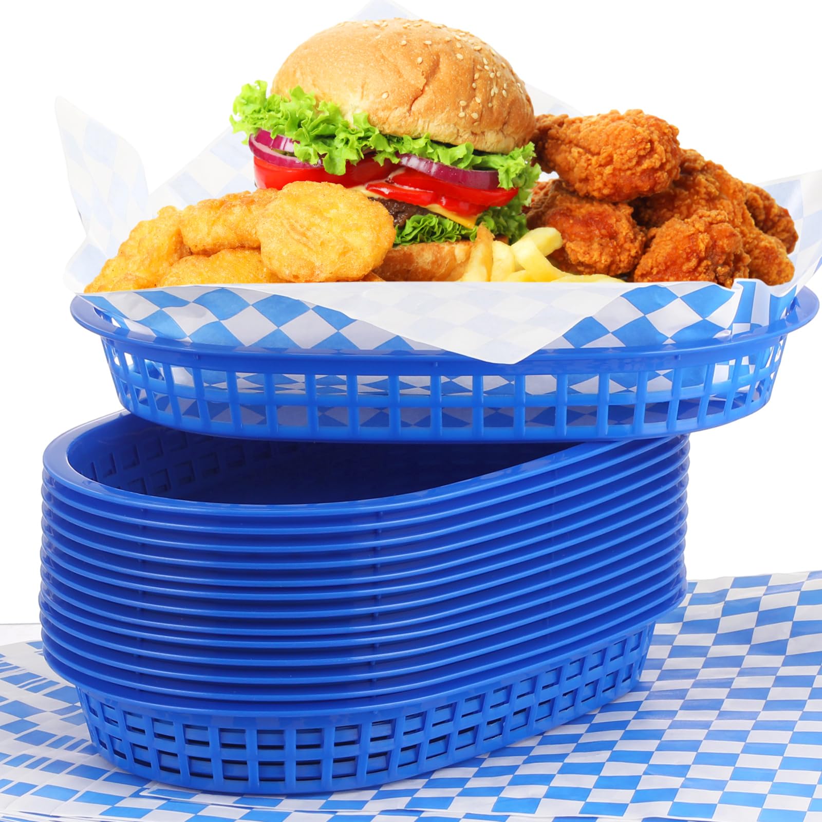 Amazon.com: Uiifan 24 Pcs Fast Food Baskets with 100 Deli Liners Deli ...