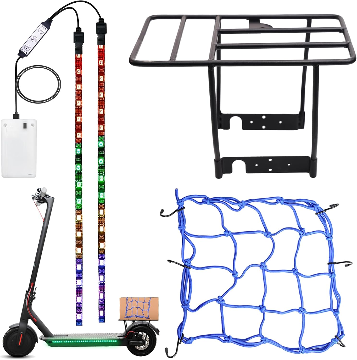 Amazon.co.jp: FOVNOT Scooter Rear Rack, Electric Scooter Strip Light ...