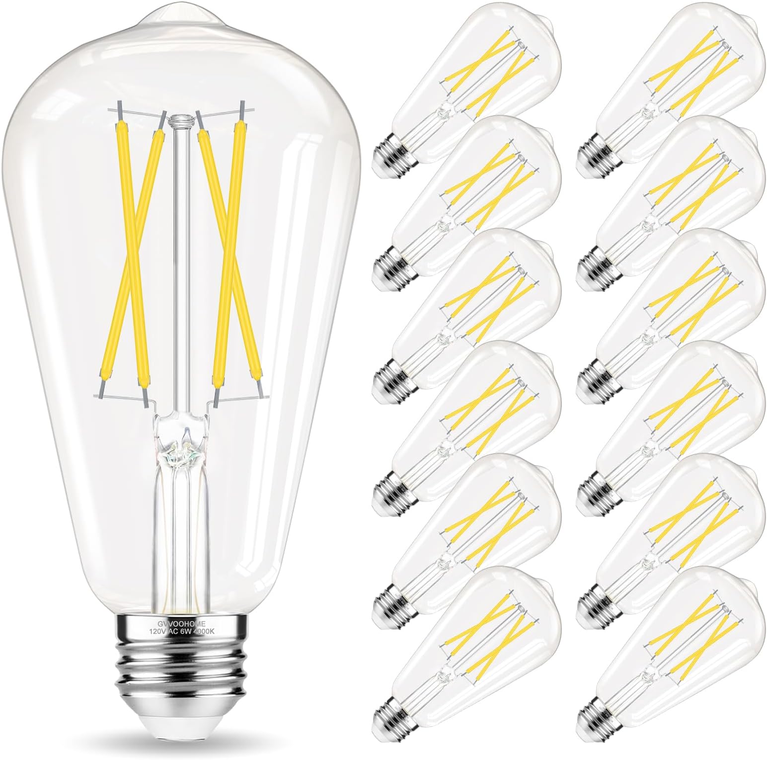 LUXON LED Edison Bulb Dimmable Vintage Style Light Bulbs 6W 5500K ...
