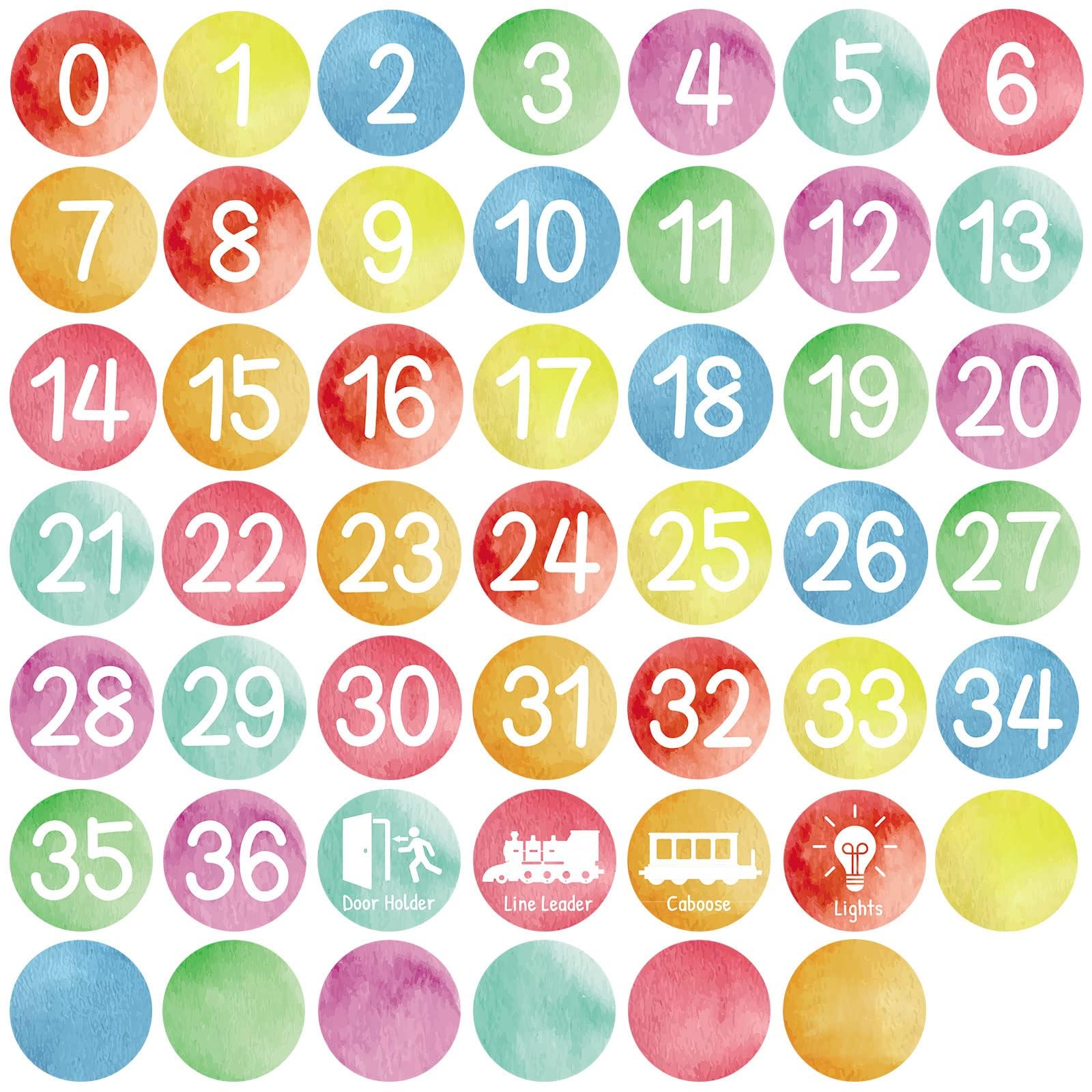 Snapklik.com : 48PCS Watercolor Numbers Stickers Classroom Decorations ...