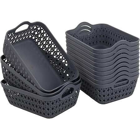 Amazon.com - Set of 6 Plastic Storage Baskets - Small Pantry Organizer ...