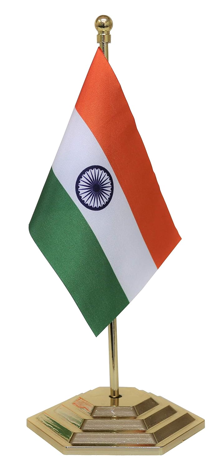THE FLAG SHOP Indian Miniature Table Flags with A Hexagon Stepped Base ...