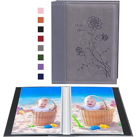 Amazon.com: Artmag Photo Album 5x7 Clear Pages Pockets Leather Cover ...