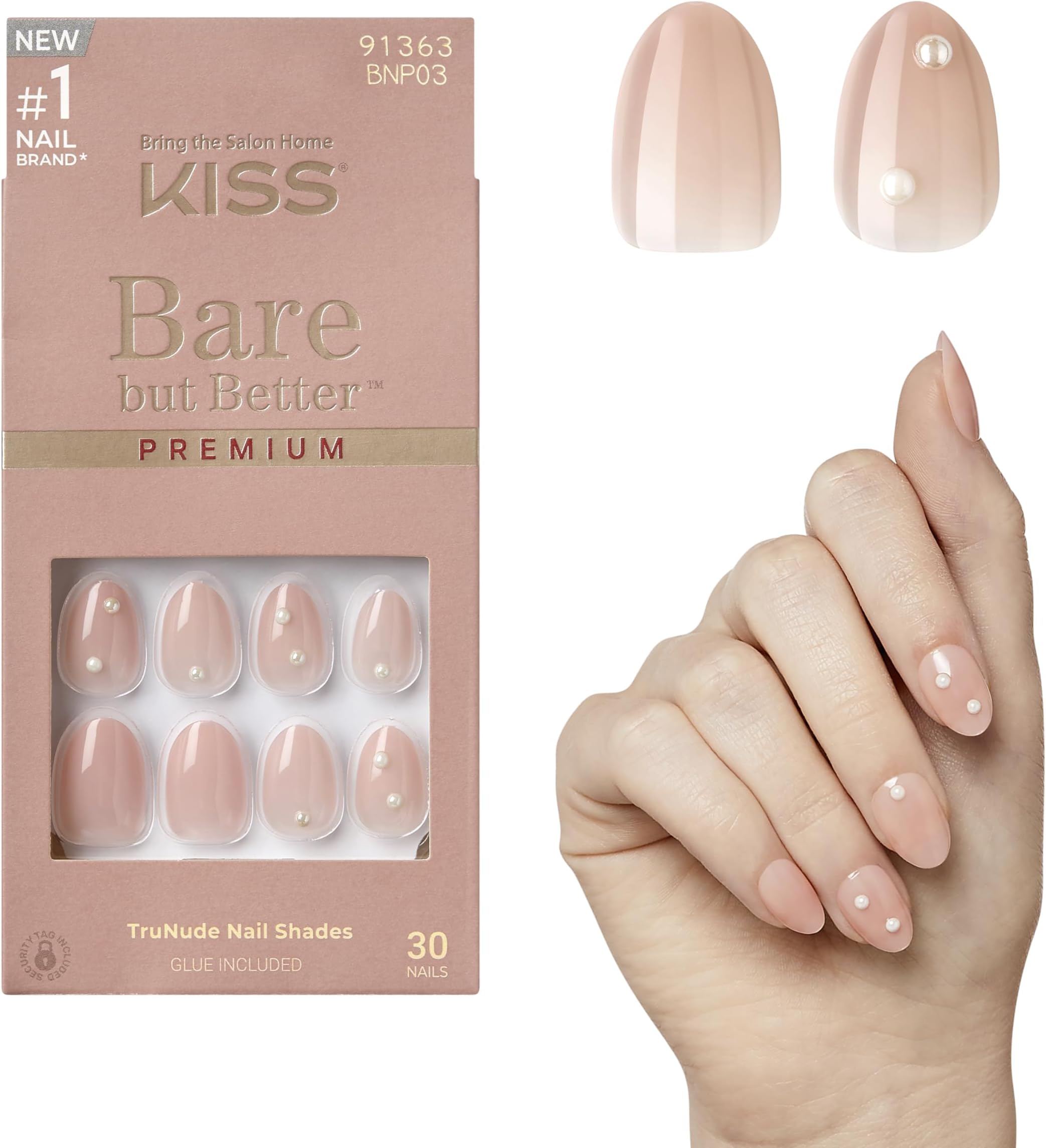Amazon.com: KISS Bare But Better, Press-On Nails, Nail glue included ...