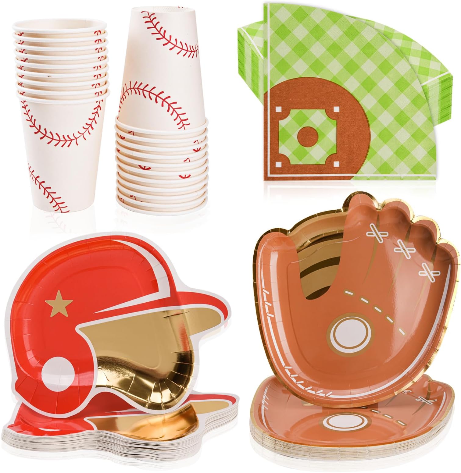 Amazon.com: 144 Piece Baseball Birthday Party Supplies with Baseball ...