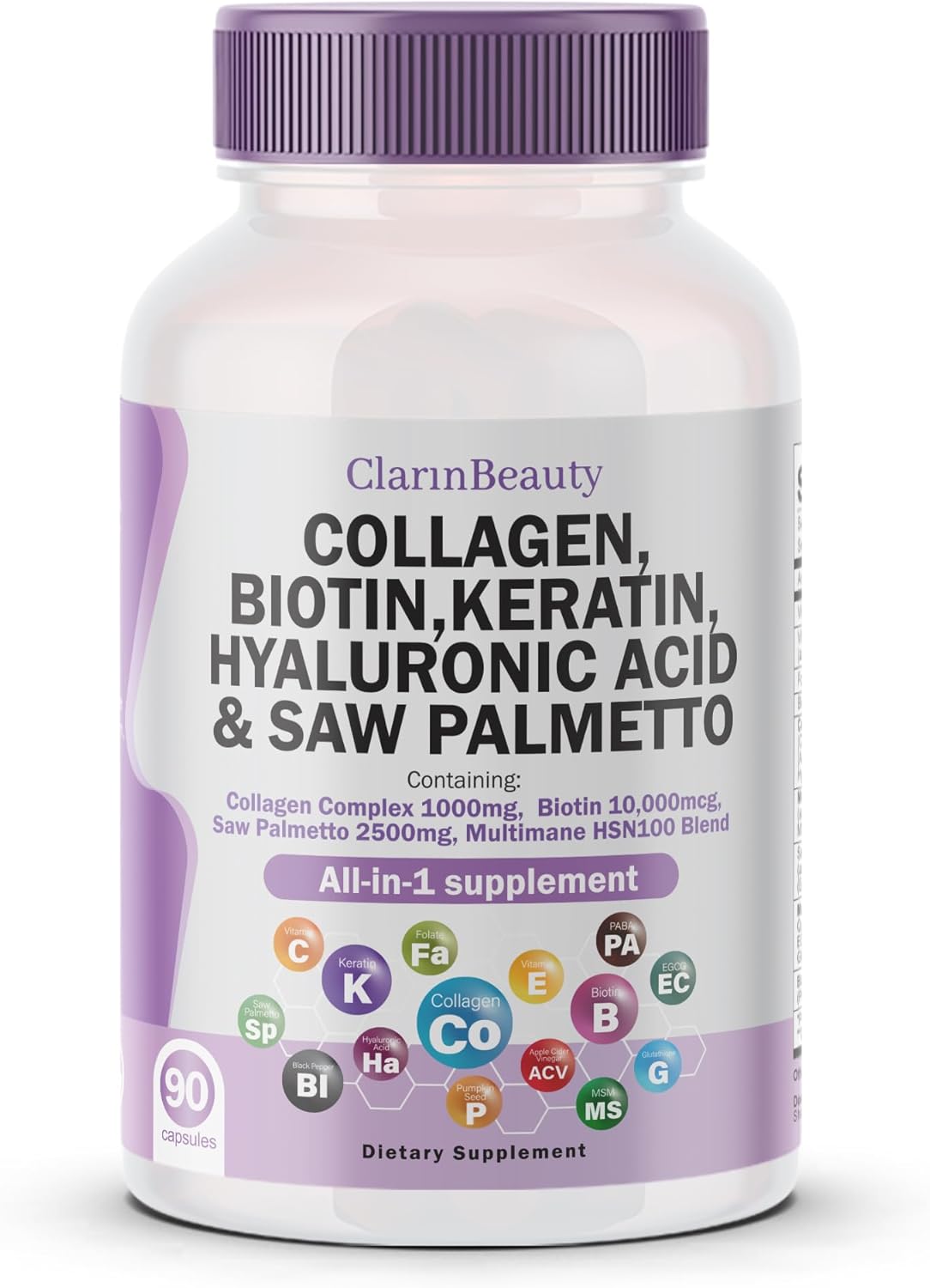 Amazon.com: 100% Natural Collagen Pills 1000mg Biotin 10000mcg Keratin Saw Palmetto 2500mg ...